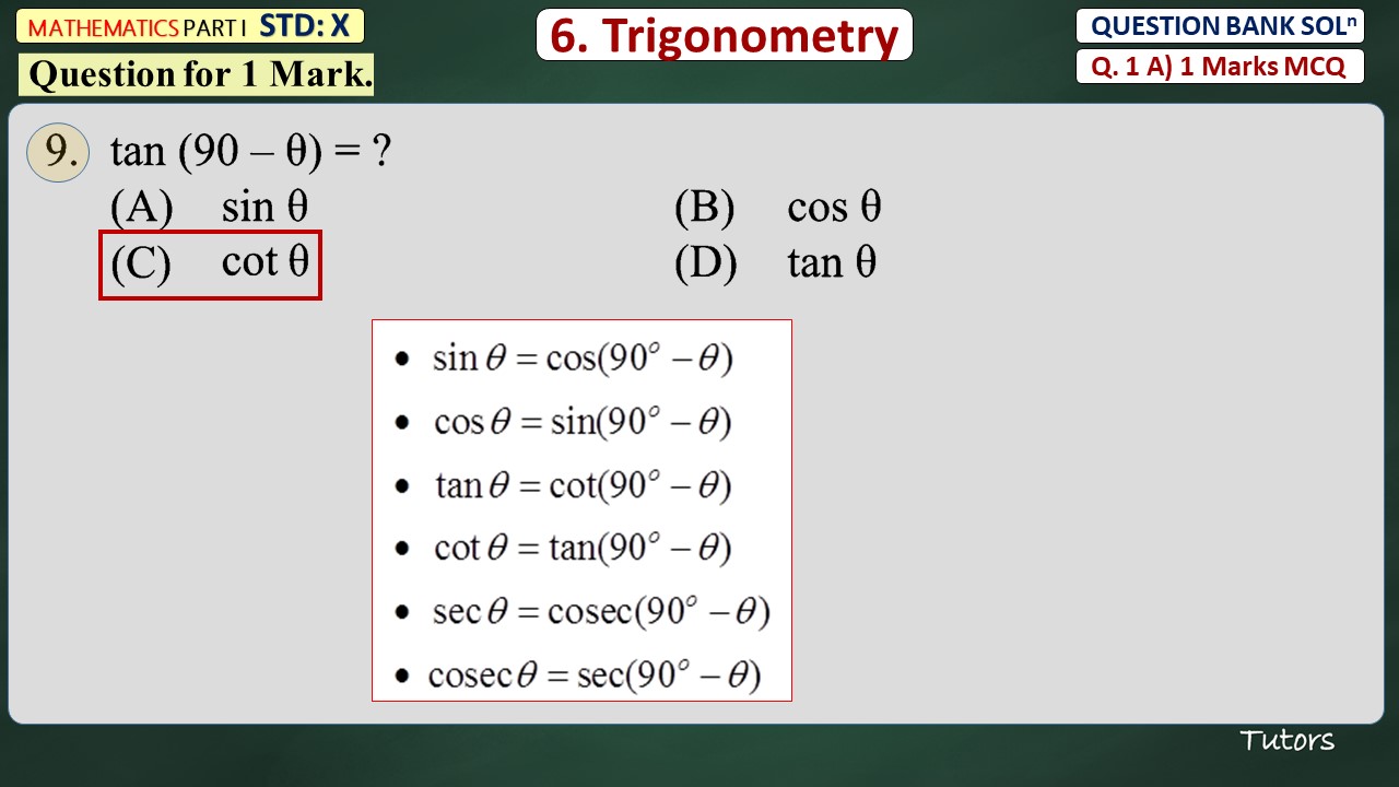 SSC Class 10 Maths 2 Question Bank Solution (Chapter 6)