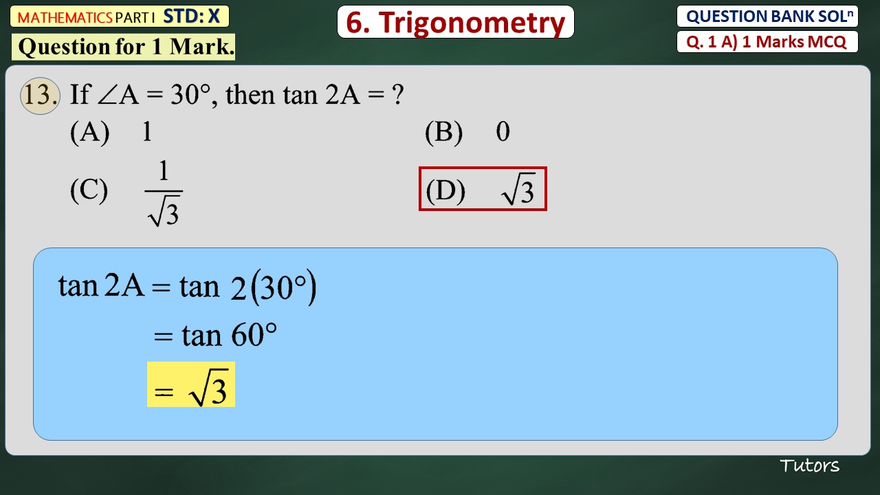 SSC Class 10 Maths 2 Question Bank Solution (Chapter 6)