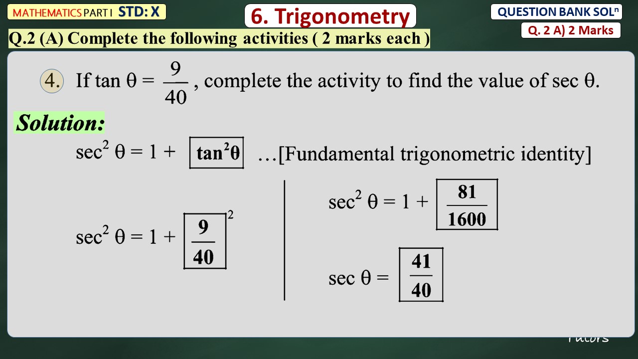 SSC Class 10 Maths 2 Question Bank Solution (Chapter 6)